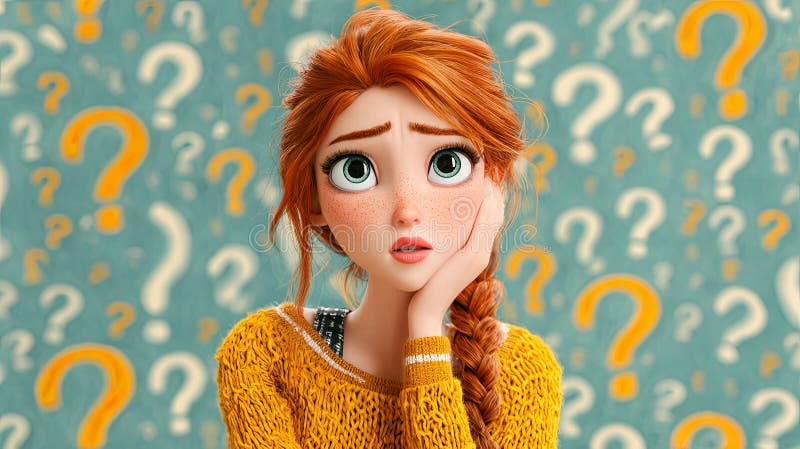Curious Redhead Girl with Questioning Expression Stock Photo - Image of ...