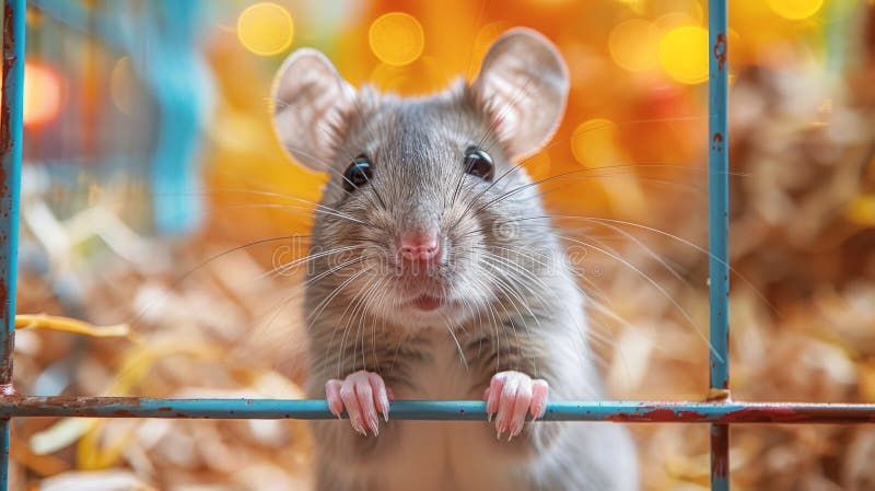 Curious Rodent in Cage stock photo. Image of gaze, small - 309654262