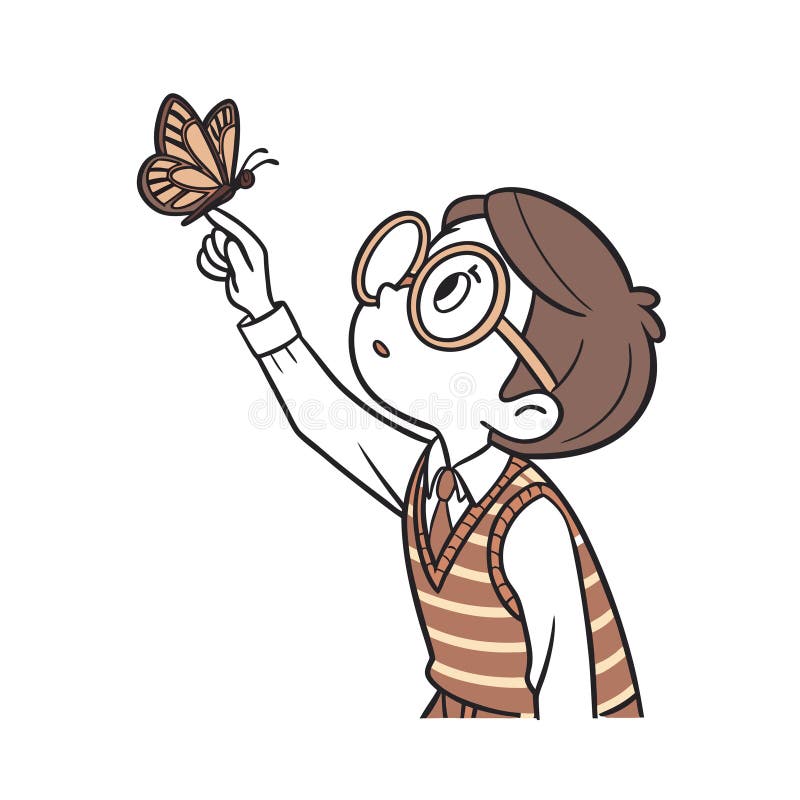 Curious Scholar Cartoon Character Stock Illustration - Illustration of ...