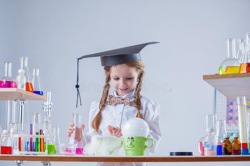 Curious Scientist Experimenting in Laboratory Stock Photo - Image of ...