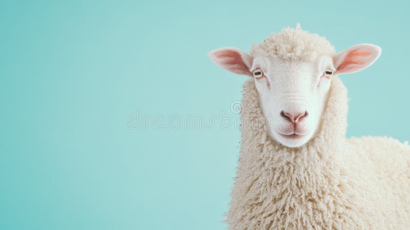 Curious Sheep Poses Against a Bright Blue Backdrop Stock Photo - Image ...