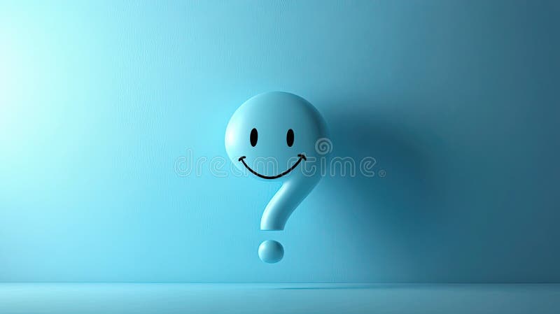 Curious Smile Emerges from a Minimalist Blue Background Inviting ...