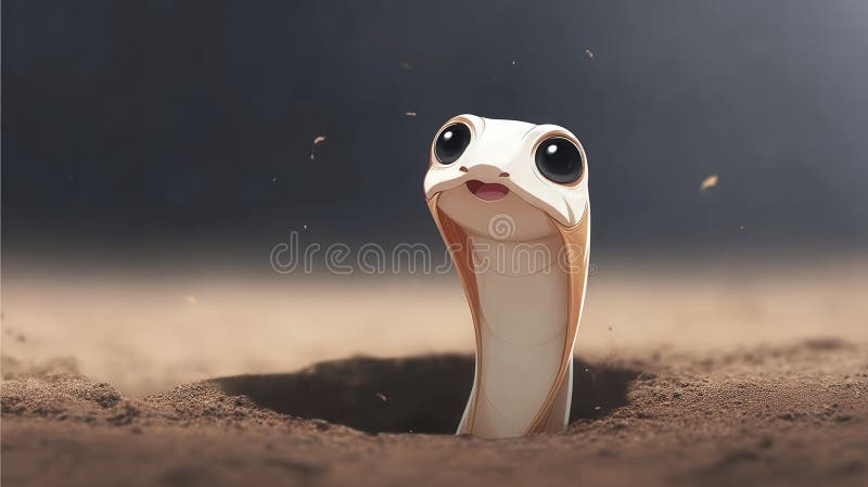 Curious Snake Emerging from Burrow Stock Illustration - Illustration of ...