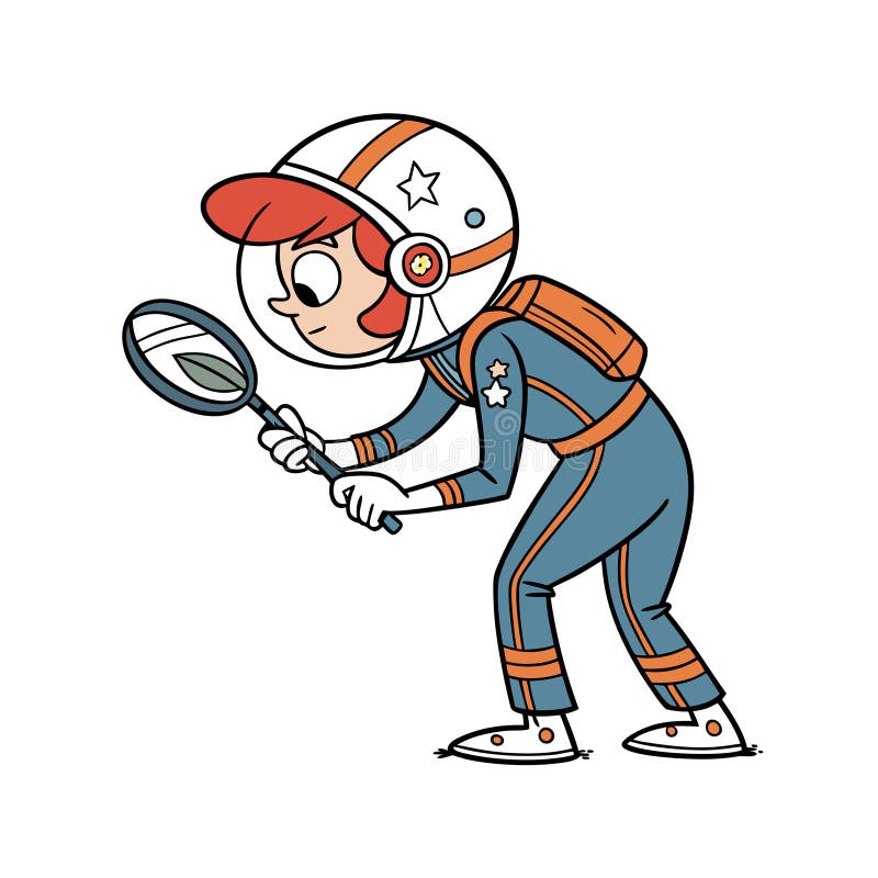 Curious Space Explorer Girl Stock Illustration - Illustration of ...