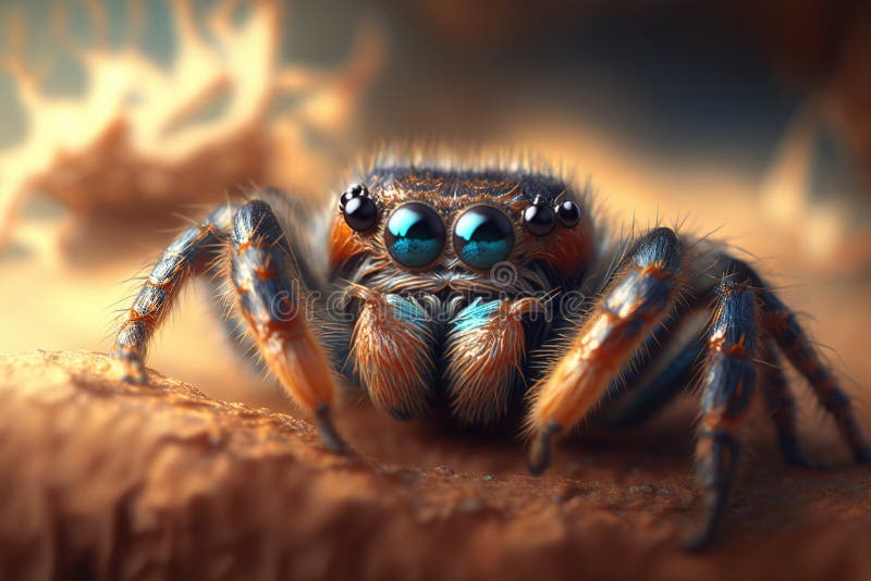 Curious Spider with Many Eyes. Generative AI Stock Illustration ...