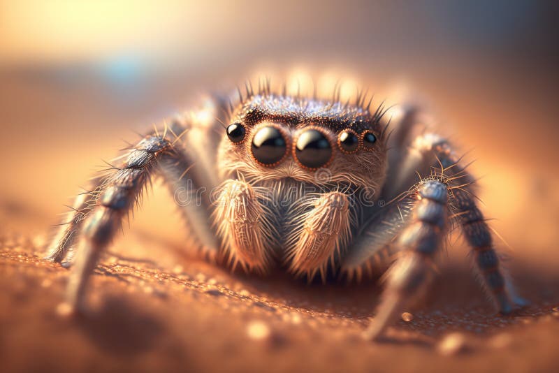 Curious Spider with Many Eyes. Generative AI Stock Illustration ...
