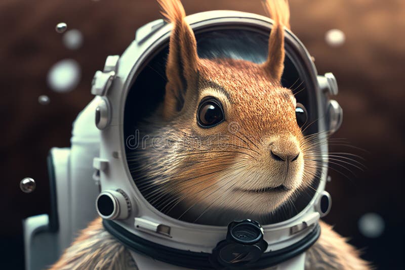 A Curious Squirrel Astronaut Exploring Space in a Cosmic Suit Stock ...