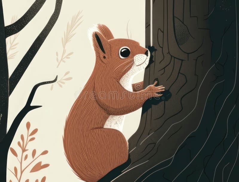 How To Draw A Squirrel Climbing A Tree