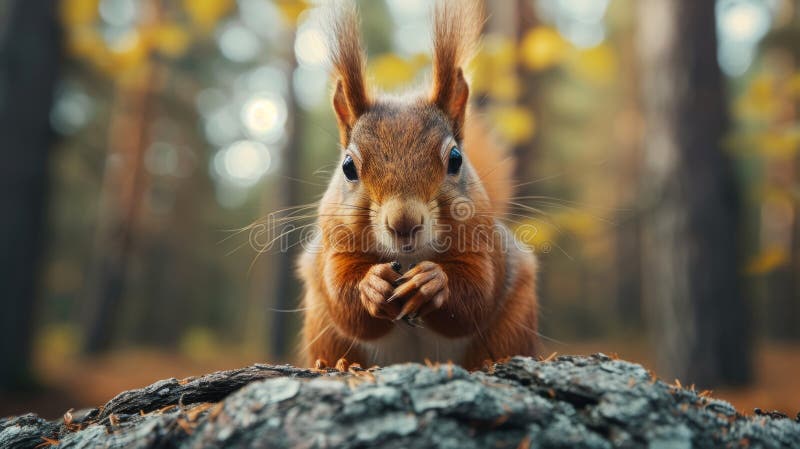 Curious Squirrel in Fall stock photo. Image of squirrel - 305816826