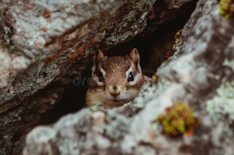 Curious Squirrel Peeking Out from Tree Stock Illustration ...