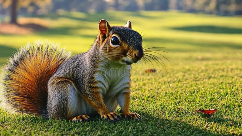 Curious Squirrel Posing on a Golf Course Stock Video - Video of mammal ...