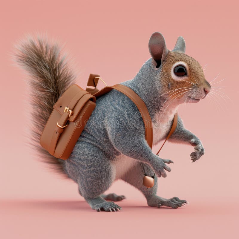 A Squirrel with a Backpack Sitting on a Log. Generative AI Image. Stock ...