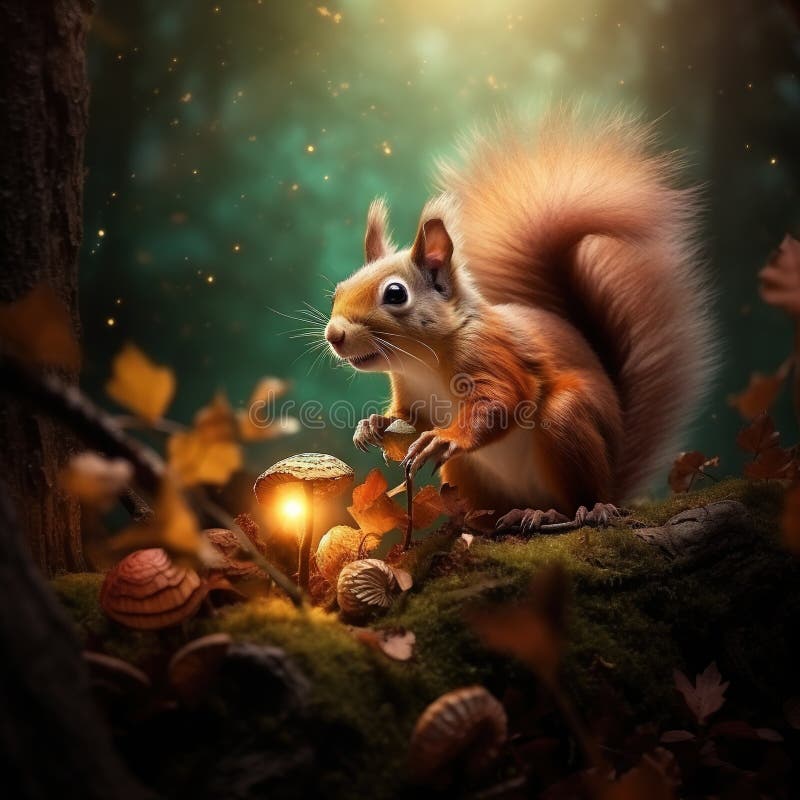 Curious Squirrel Made With Generative Ai Illustration Stock