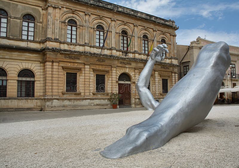 Curious Statue in a Square in Syracuse Editorial Stock Photo - Image of ...
