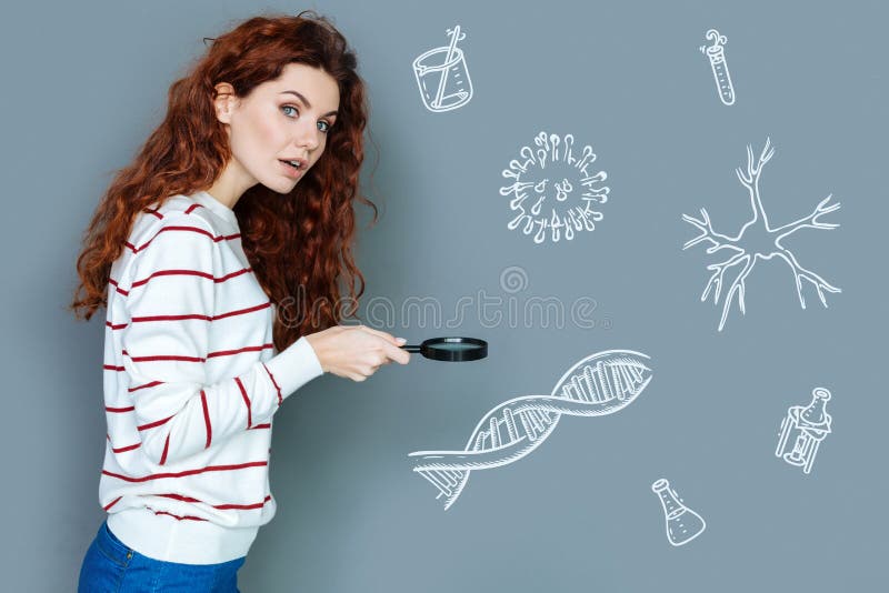 Curious Student Studying Cells and Looking Interested Stock Image ...