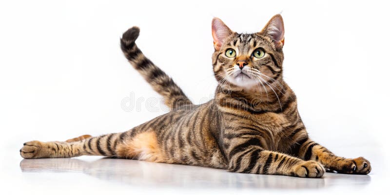 Curious Tabby Cat Stretching Neck Up Side Extracted AI-Created Content ...