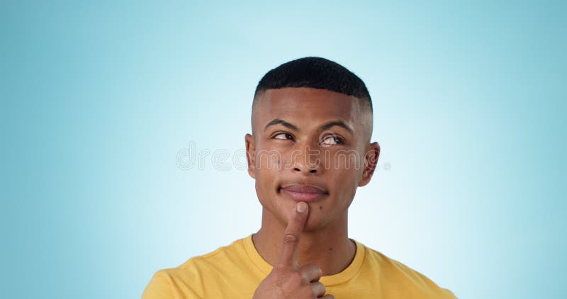 Curious, Thinking and Young Man in a Studio with Confused, Doubt or ...