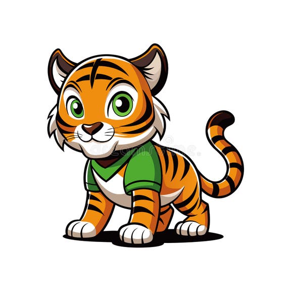 Curious Tiger Cub in Active Exploration Stock Vector - Illustration of ...