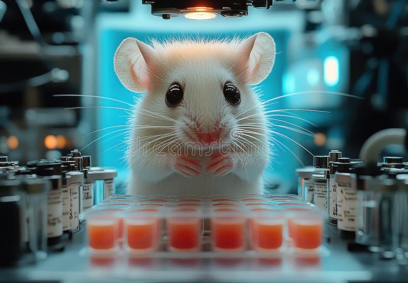 Scientist Observing Mice in a Laboratory Research Environment Stock ...