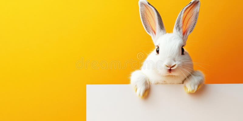 Curious Bunny Against Yellow Background Stock Photos - Free & Royalty ...