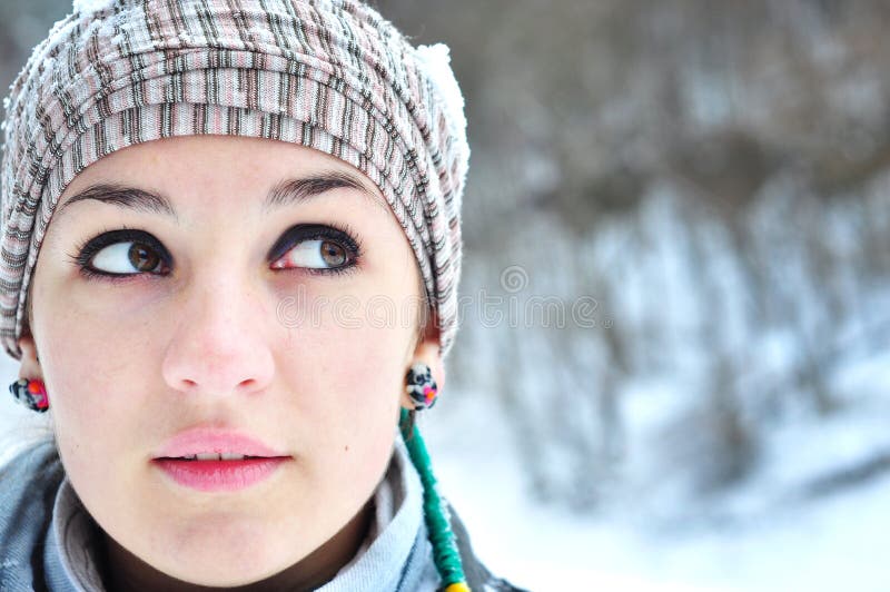 Curious woman stock image. Image of natural, snow, close - 17605407