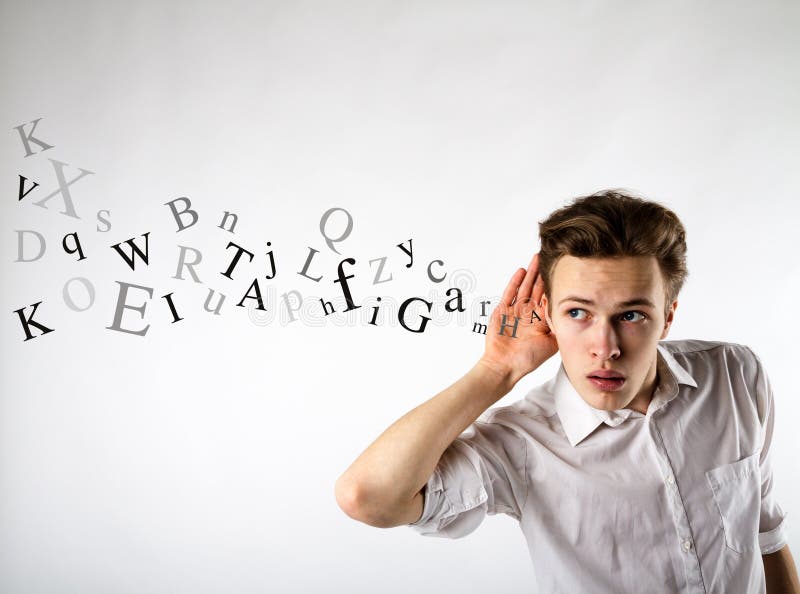 Curious Young Man in White. Curious Man and Letters. Information ...