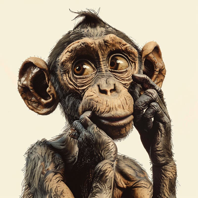 Curious Young Monkey Deep in Thought at a Nature Reserve in the ...