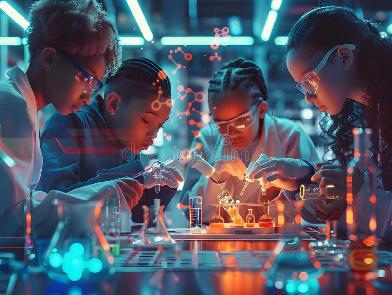 Curious Young Students Deeply Engrossed in Scientific Experiments in a ...