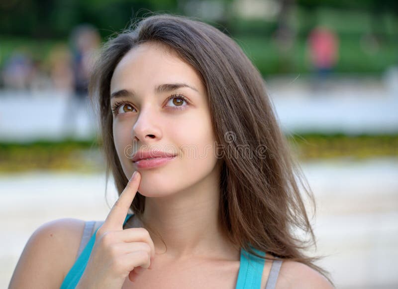 Curious Young Woman Thinking about Something Stock Image - Image of ...