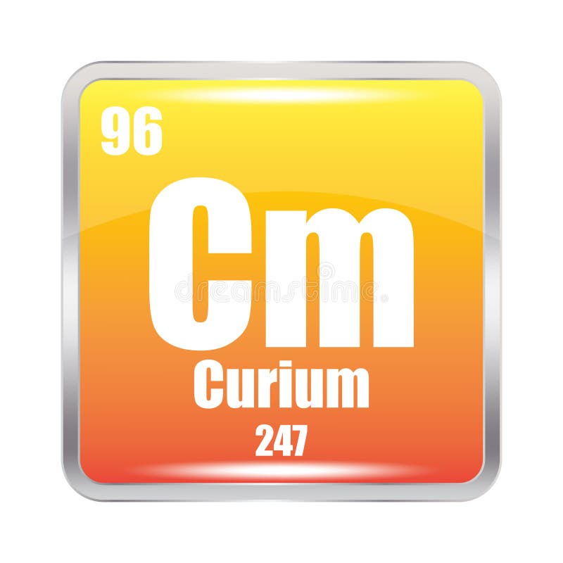 Curium Icon. Cm Chemical Element. Atomic Number 96. Mass 247. Orange ...