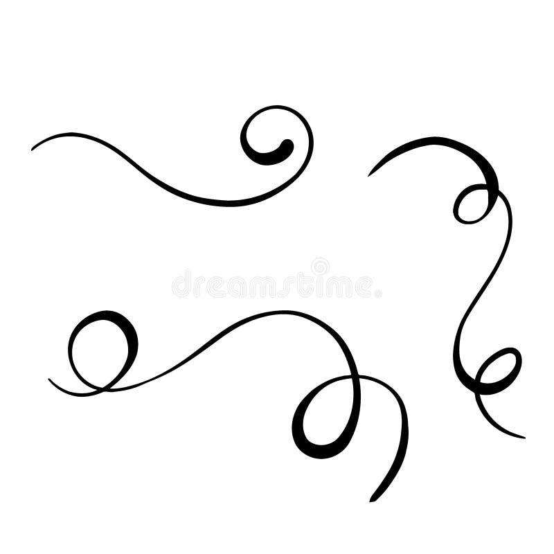 Curl Calligraphy, Graphic Line, Romantic Pattern. Design Element in ...