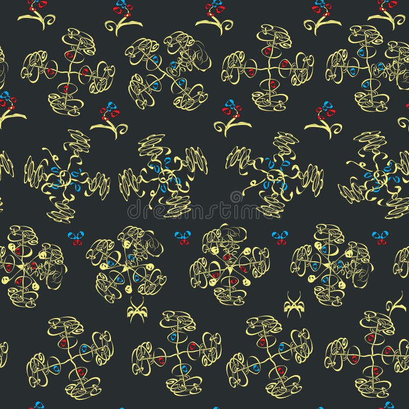 Curl lines floral pattern stock vector. Illustration of chaotic - 33879076