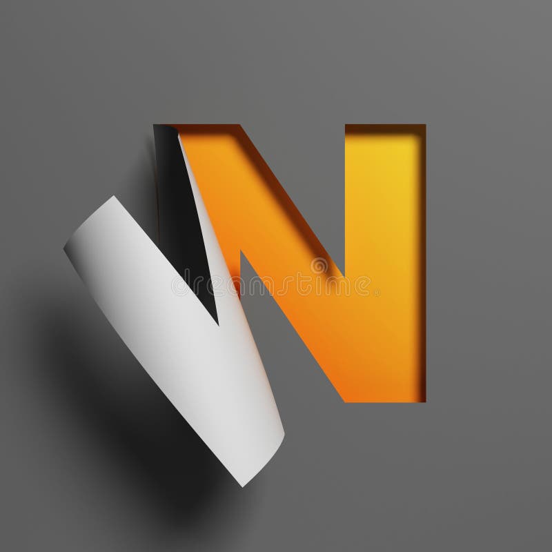 Curl Paper Font 3d Rendering Letter N Stock Illustration - Illustration ...