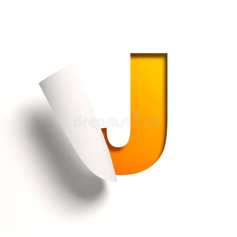 Curl paper font letter J stock illustration. Illustration of shadow ...