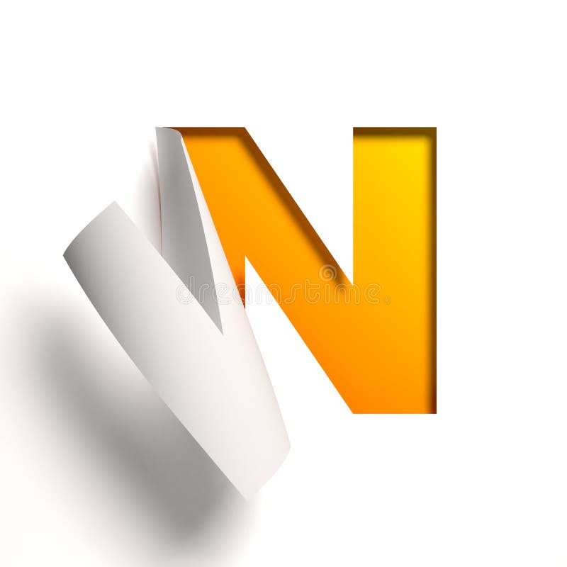 Curl paper font letter N stock illustration. Illustration of page ...