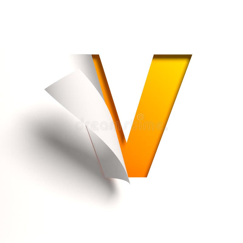 Curl paper font letter V stock illustration. Illustration of slice ...