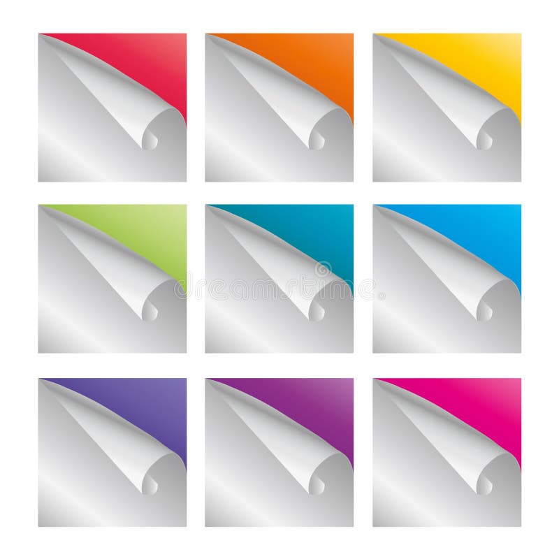 Curl Paper Note Curled Page Color Stock Vector - Illustration of corner ...