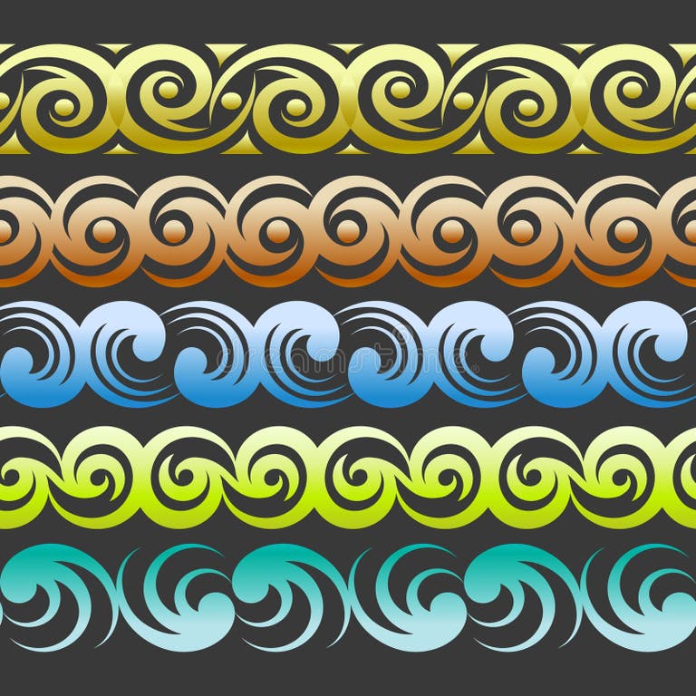 Curl seamless pattern set stock illustration. Illustration of beauty ...
