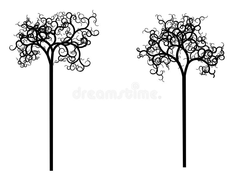 Curl trees stock vector. Illustration of crinkly, black - 280277048