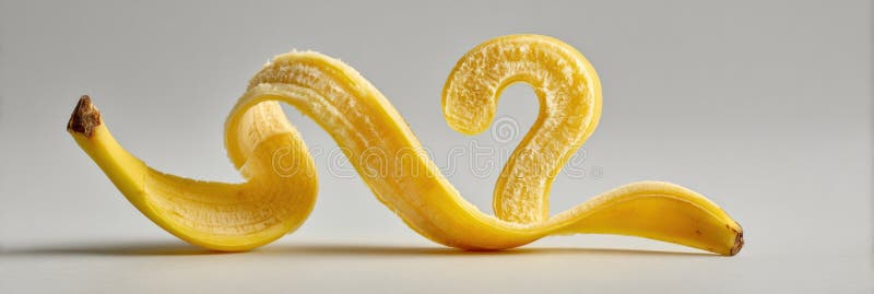 Curled Banana Peel Forms a Question Mark Shape in a Humorous Display ...
