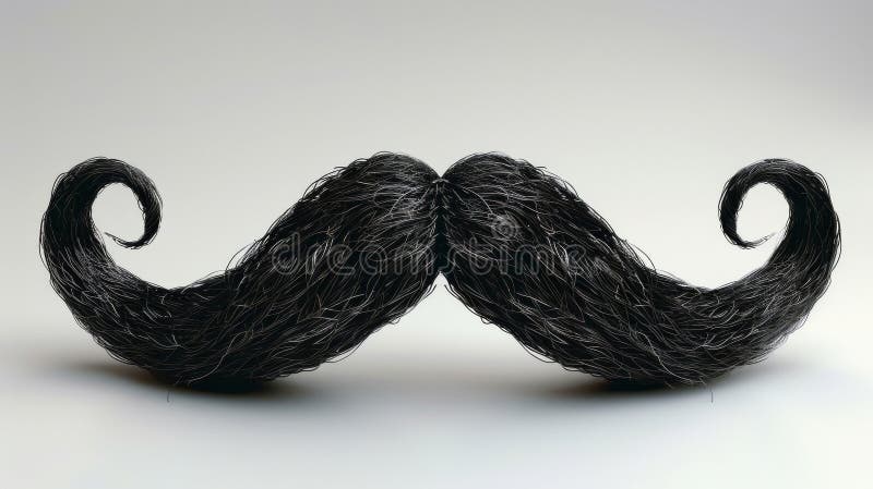 Curled Black Mustache on White Background Stock Photo - Image of ...
