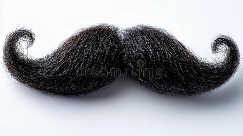Curled Black Mustache on White Background Generative AI Stock ...