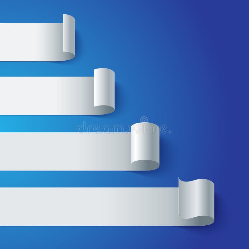 Curled Blank Paper Stripe Banners Chart on Blue Stock Vector ...