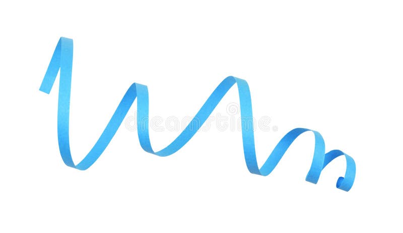 Curled blue paper ribbon stock photo. Image of detail - 188666592