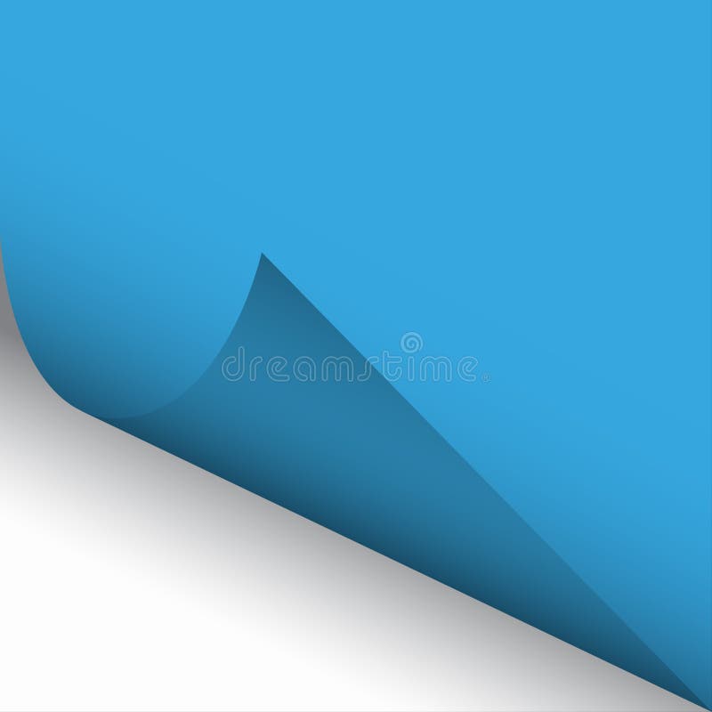 Curled Corner of Blue Paper with Shadow Stock Vector - Illustration of ...