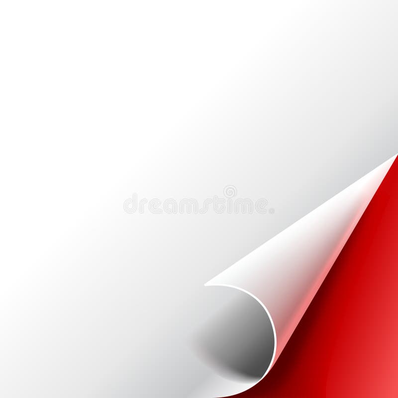 Curled Corner of Paper on Red Background Stock Vector - Illustration of ...