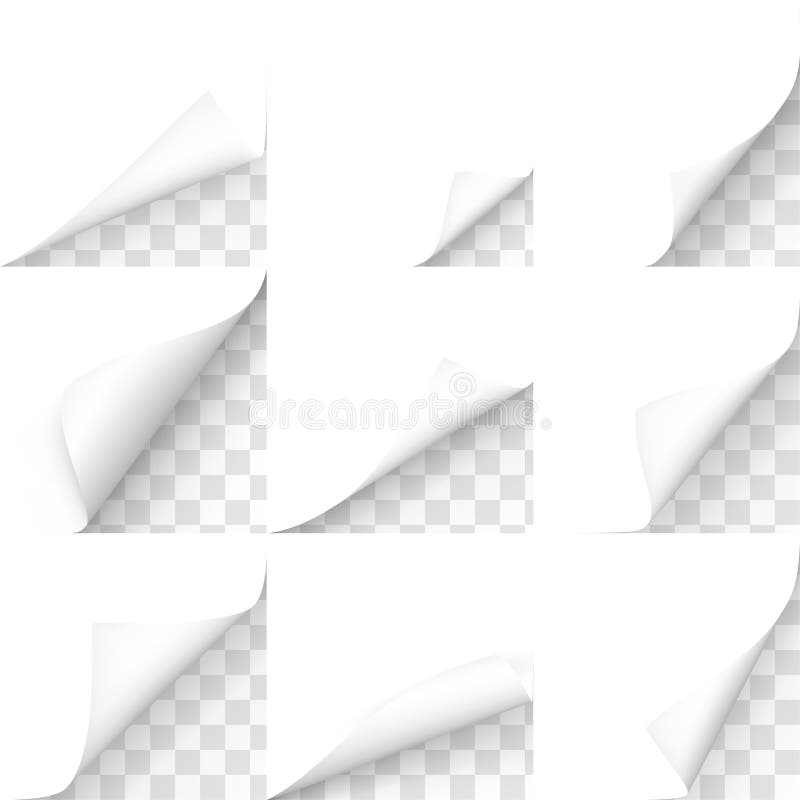 Curled Corners, Paper Sheet Edges Vector Realistic Illustrations Set ...