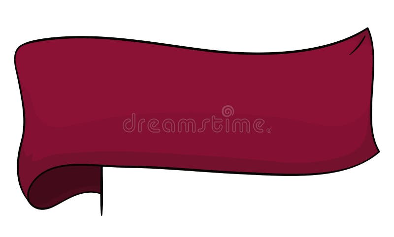 Curled and Maroon Ribbon Template in Cartoon Style, Vector Illustration ...