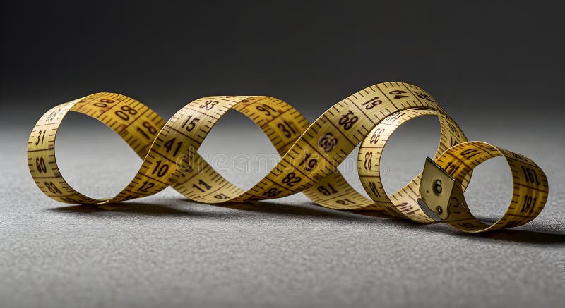 Curled Measuring Tape Showing Numbers and Markings on a Grey Background ...