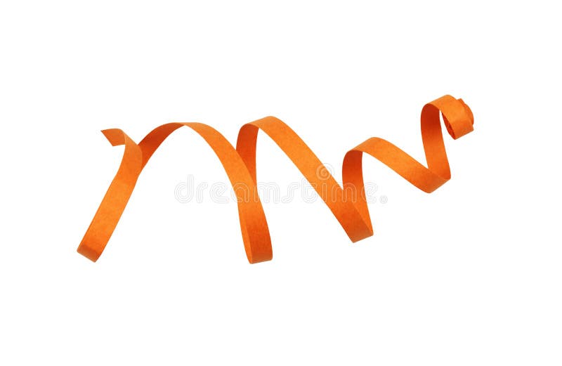 Curled orange paper ribbon stock image. Image of curved - 186035547